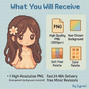 Custom Pixel Avatar PFP – Kawaii, Retro or Chibi Pixel Art Portrait ...