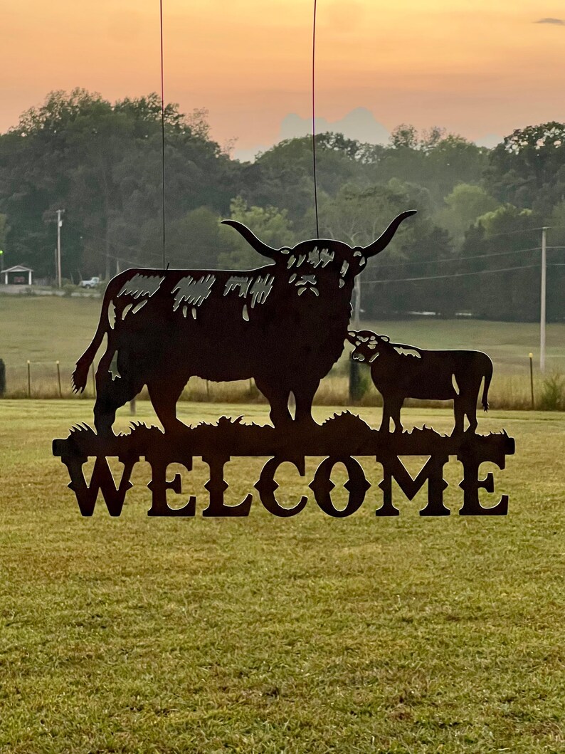 Highland Cow “welcome” Sign - Etsy