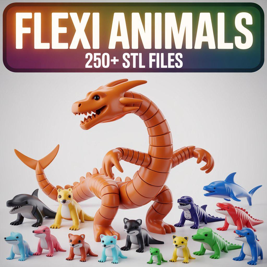 Flexi Animals 250+ 3D STL Bundle | Articulated 3D Print Files ...