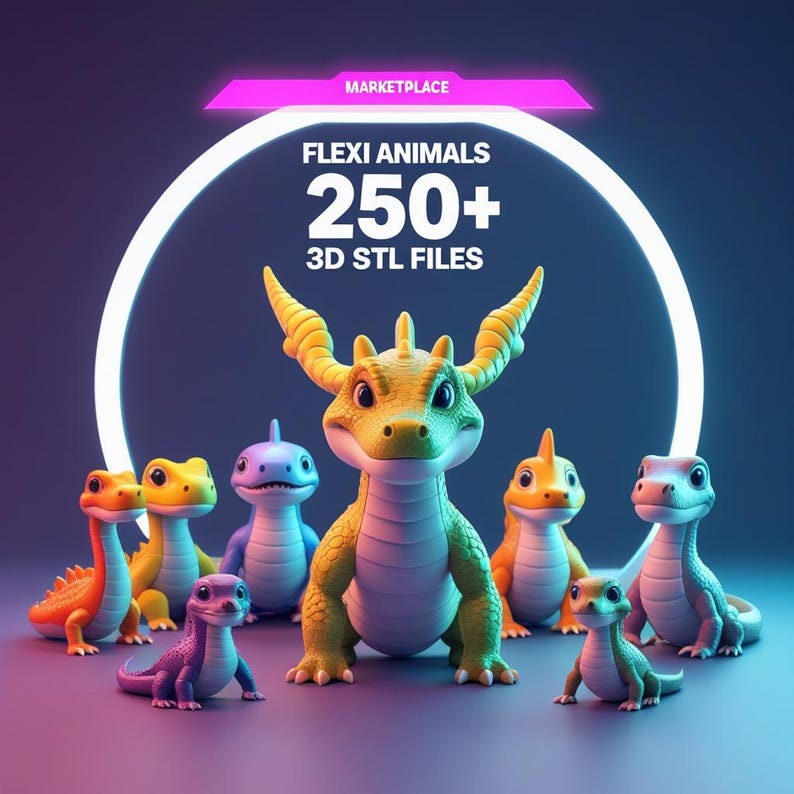 Flexi Animals 250+ 3D STL Bundle | Articulated 3D Print Files ...