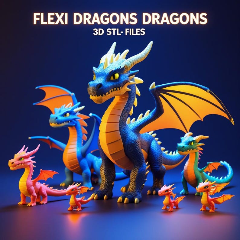 Flexi Dragon 30+ 3D STL Files | Articulated Dragon 3D Print Models ...