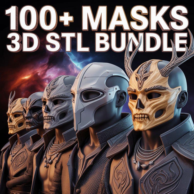 100+ Masks 3D STL Bundle | Wearable Costume & Decorative Mask Models ...