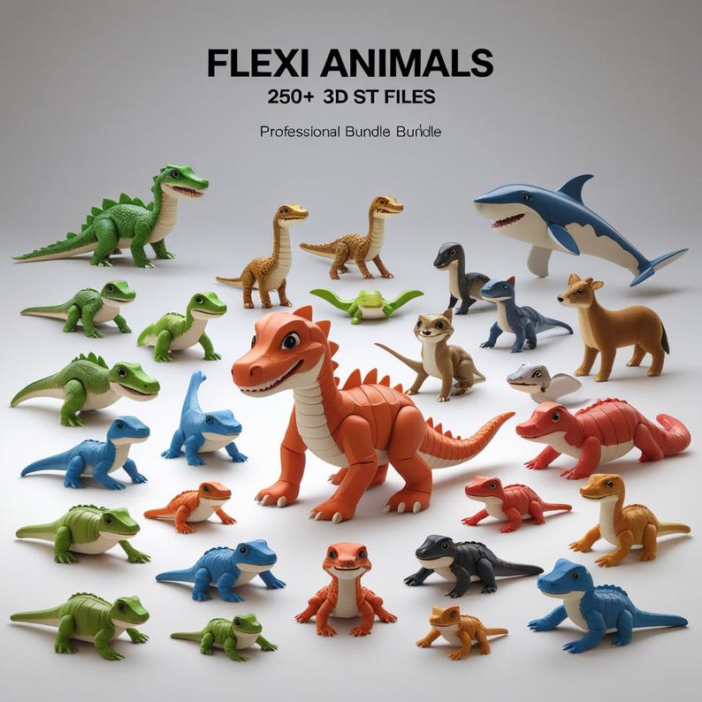 Flexi Animals 250+ 3D STL Bundle | Articulated 3D Print Files ...