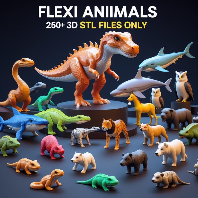 Flexi Animals 250+ 3D STL Bundle | Articulated 3D Print Files ...