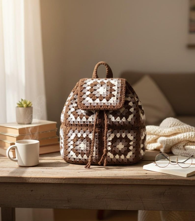 Granny Square Crochet Backpack Pattern PDF – Stylish Handmade Crochet ...