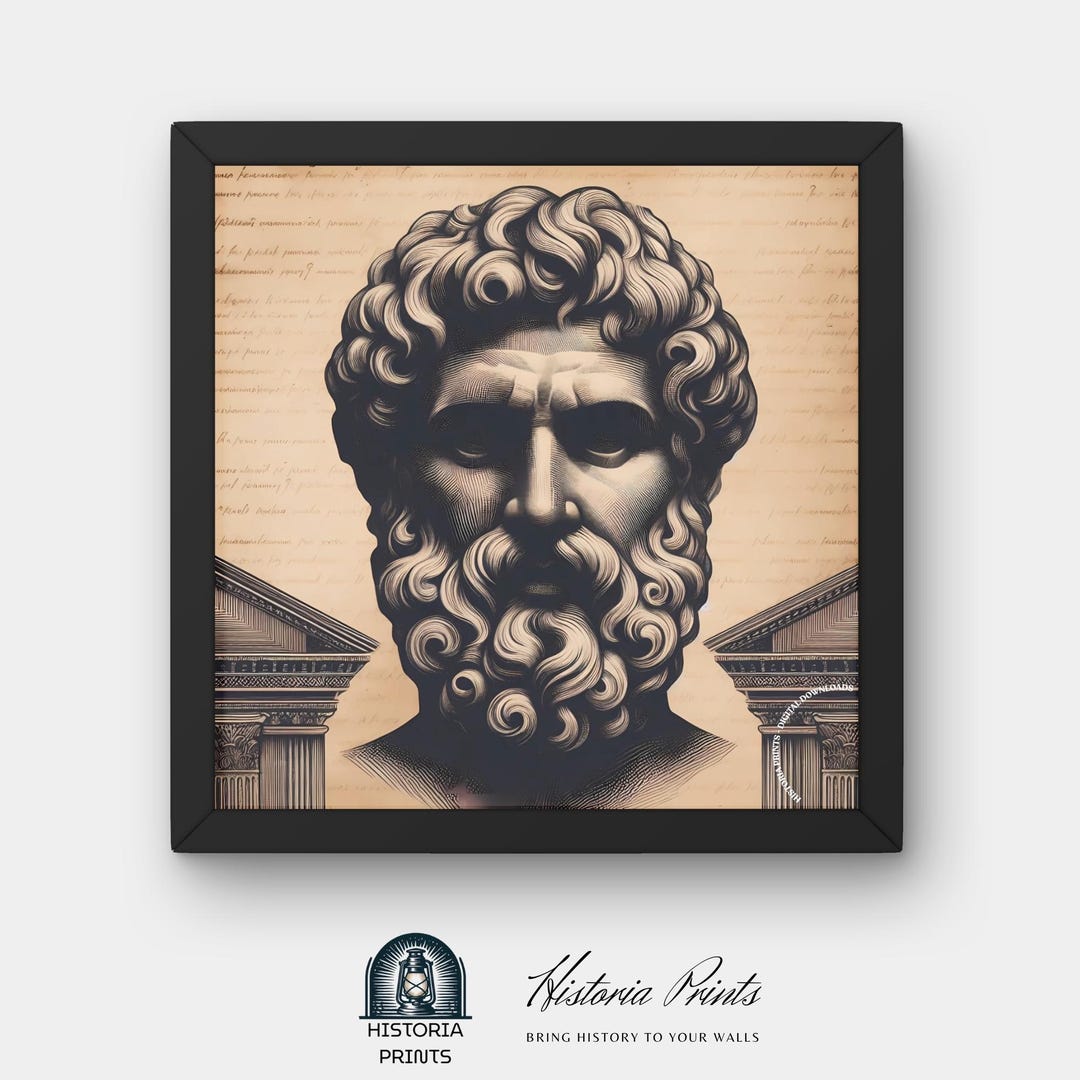 Classical Philosopher Bust Print | Ancient Greek Engraving Wall Art ...