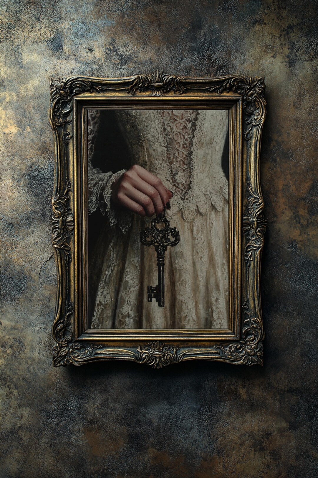 Dark Academia Hand Holding Key Art Print, Gothic Vintage Printable Wall ...