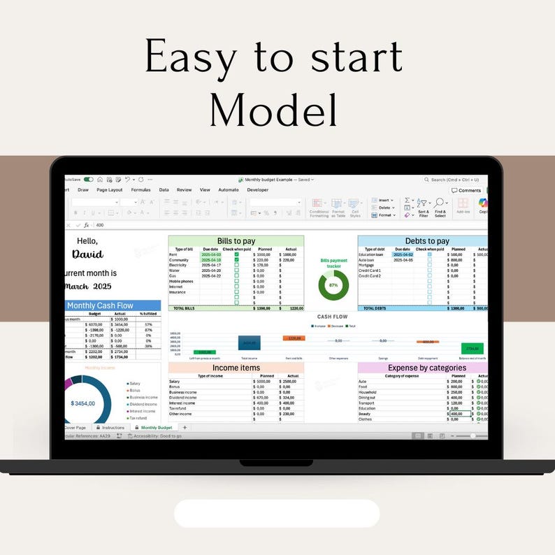 Monthly Budget Spreadsheet: Excel and Google Sheets Planner (digital ...