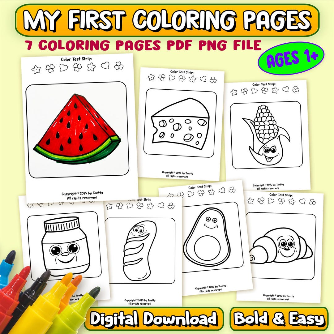My First Coloring Book | Super Simple Cute Food | Big Bold Lines for ...