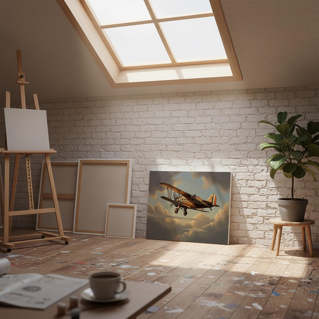 Classic Biplane Paint by Numbers Kit, Vintage Airplane Flying Above ...