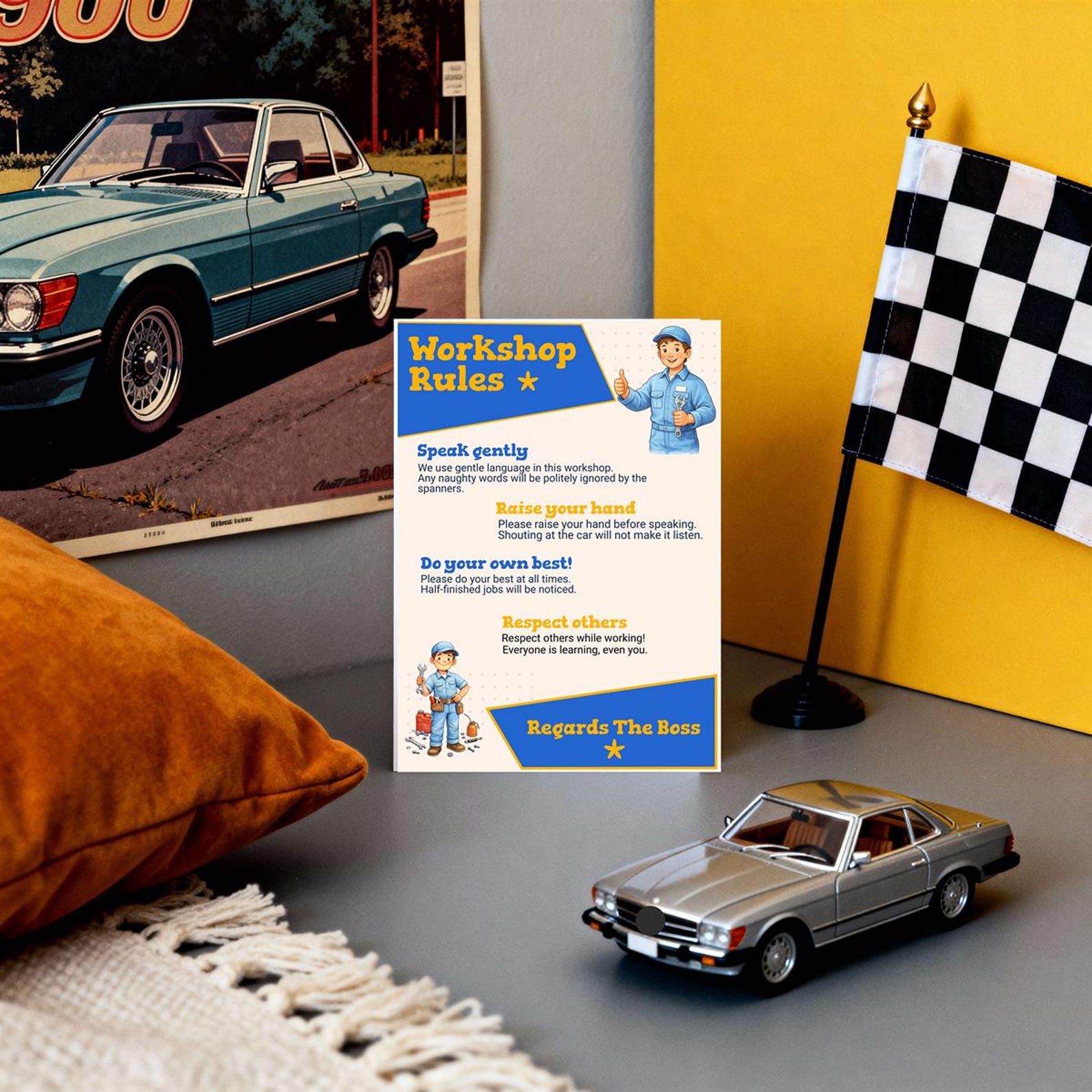 Funny Workshop Rules Printable | Garage Wall Art | Mechanic Classroom ...