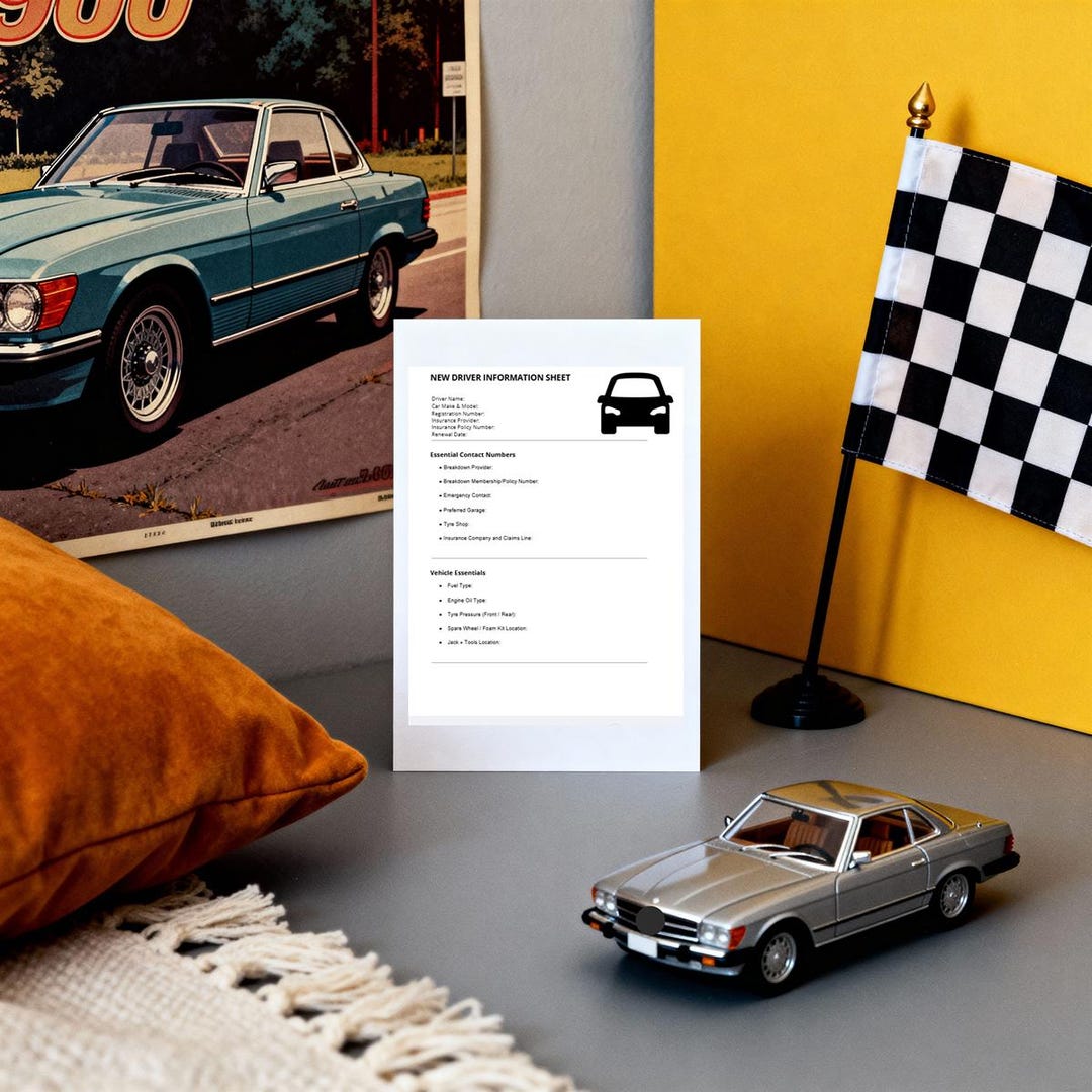 New Driver Information Sheet With Beginner Car Checklist Download ...
