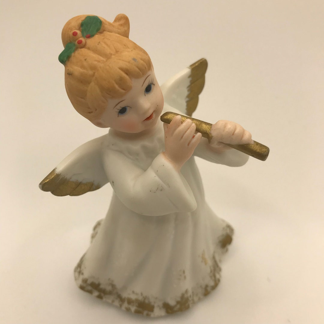 Lefton Angel Christmas Angel Playing Flute Ceramic Figurine - Etsy