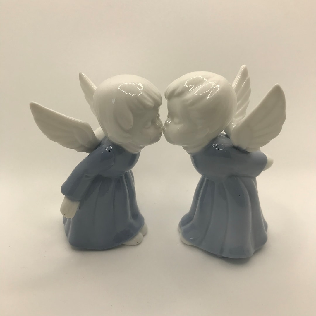 Kissing Angels Lefton Ceramic Vintage Blue and White Collectible ...