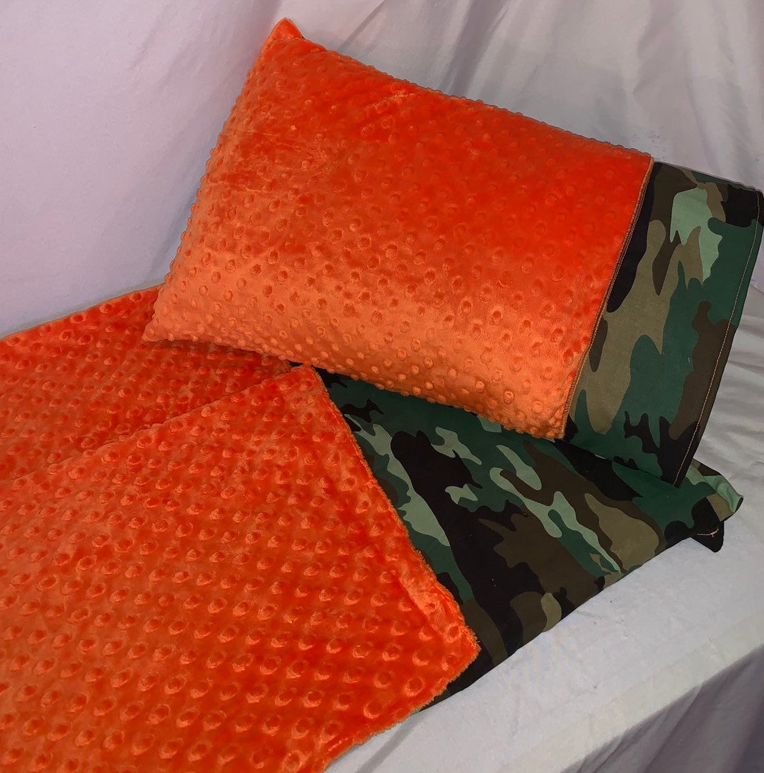 Kindermat / Nap Mat Cover- Camo/orange Minky - Etsy
