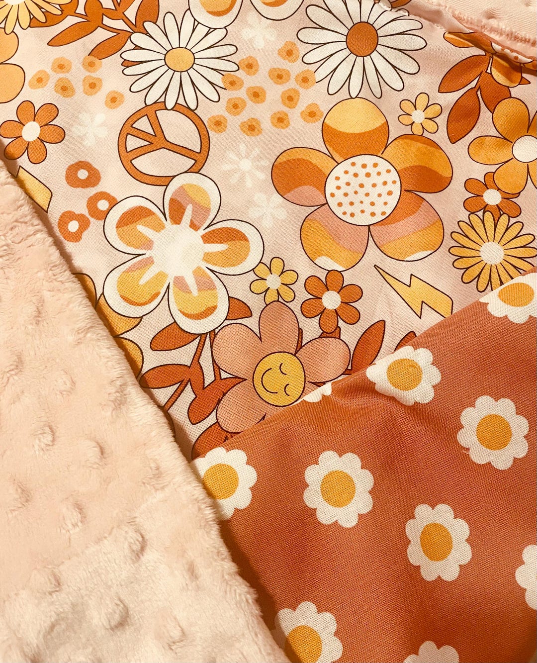 Kindermat / Nap Mat Cover - FLOWER POWER - Yellow, Peach, Orange, Blush ...