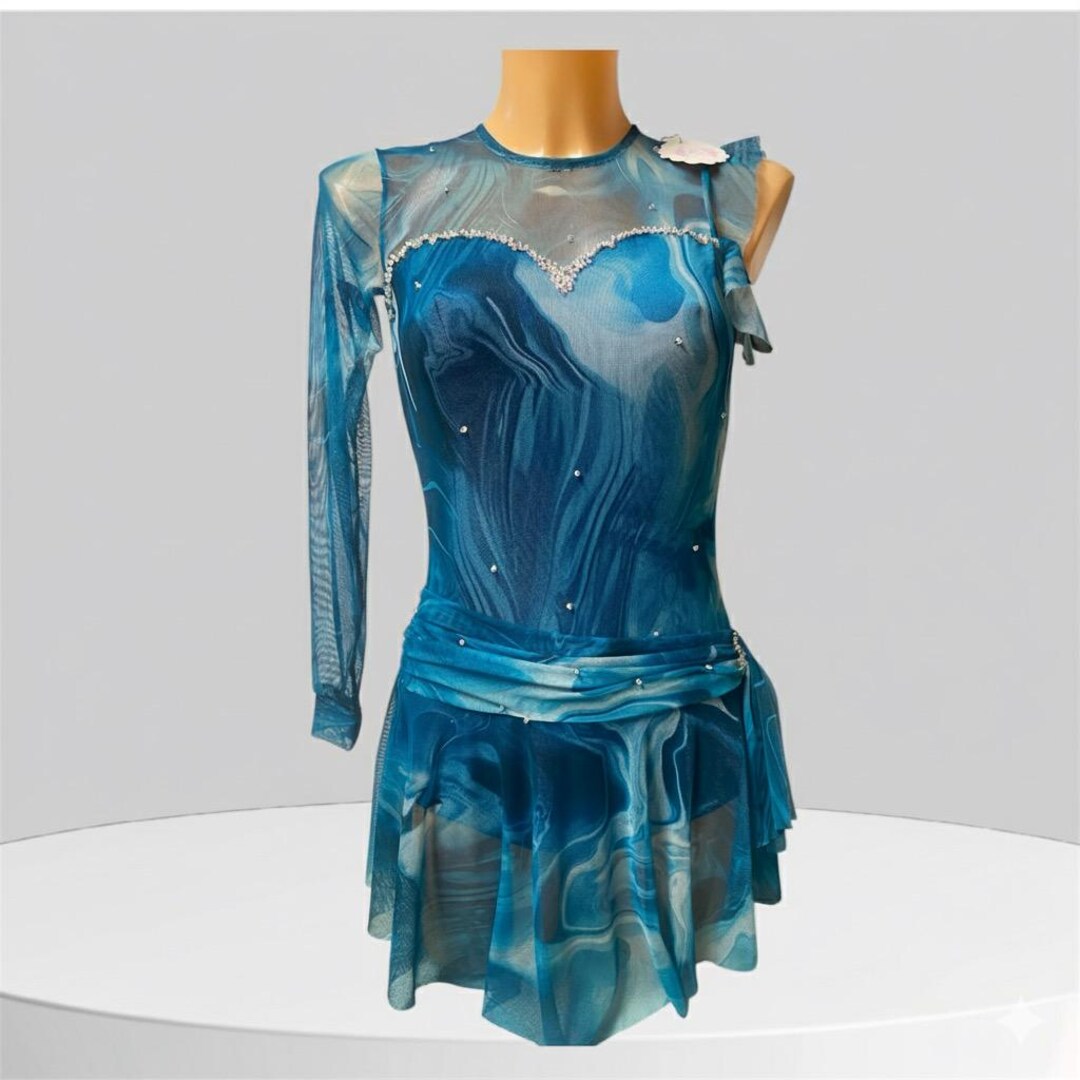 Blue Marble Ice and Roller Figure Skating Leotard - Competition Costume ...