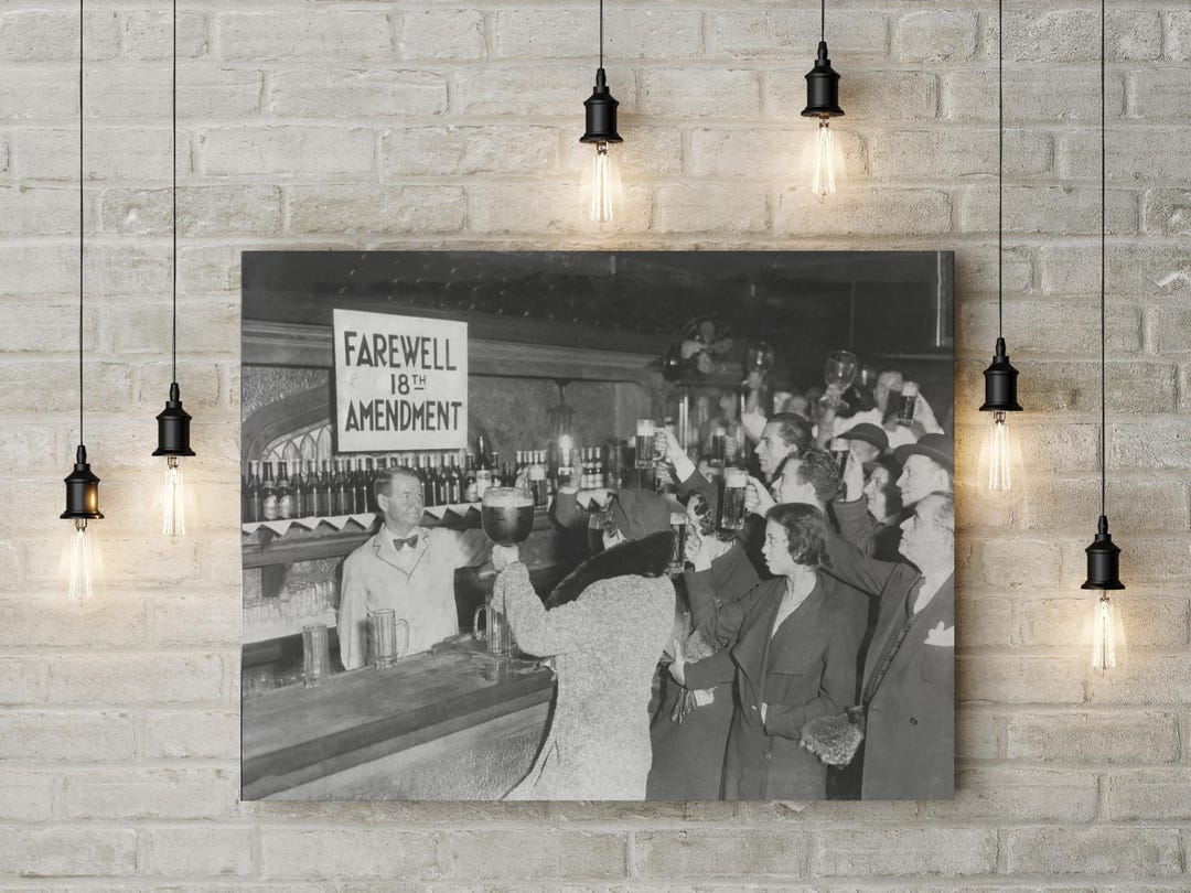 Prohibition Wall Art, Black and White Art, Vintage Wall Art, Bar Wall ...