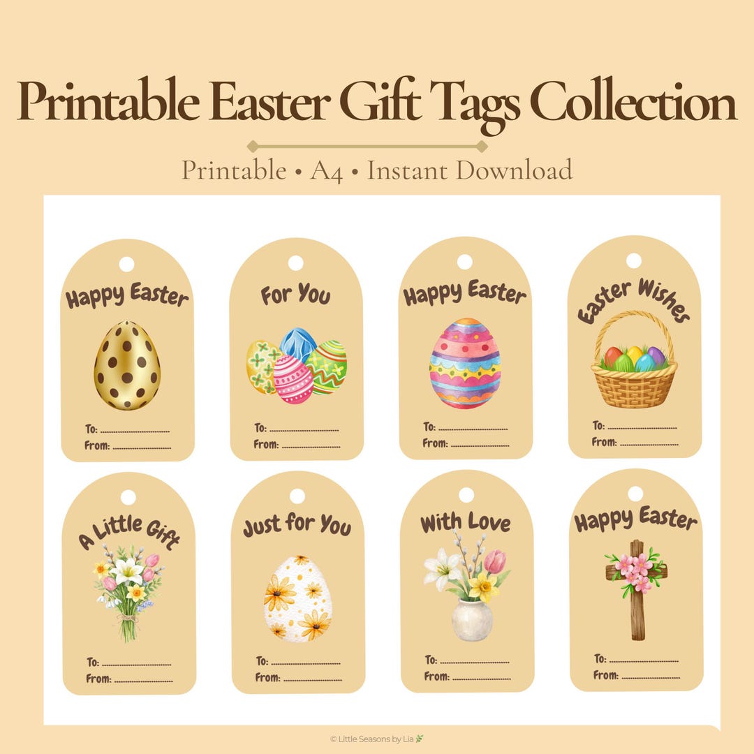 Floral Easter Gift Tags, Printable Easter Basket Labels (A4 PDF ...