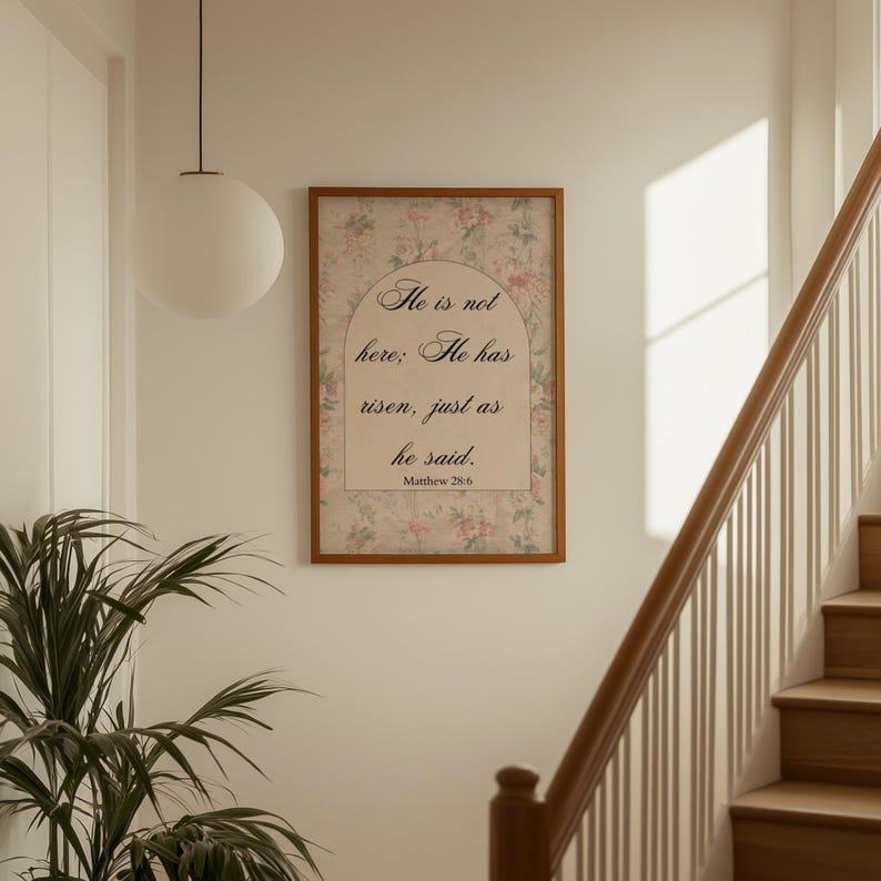 Bible Verse Printable Wall Art, Matthew 28:6 Resurrection Scripture ...