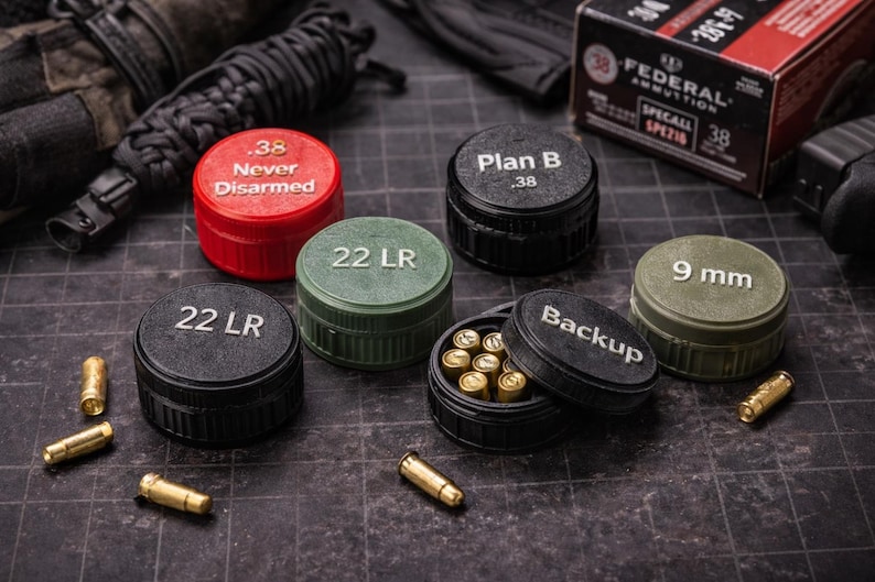 Compact Ammo Holder for 9mm .22 .38 .380 .45 – Pocket EDC Ammo Storage ...