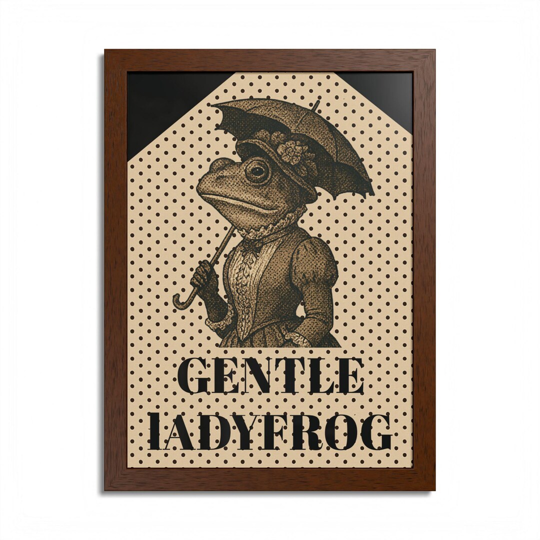 Gentle Ladyfrog Framed Poster | Vintage Frog Illustration, Polka Dot ...