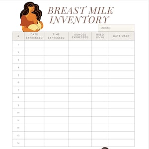 Electronic Digital PDF / Word Doc Breast Milk Inventory Log (for ...