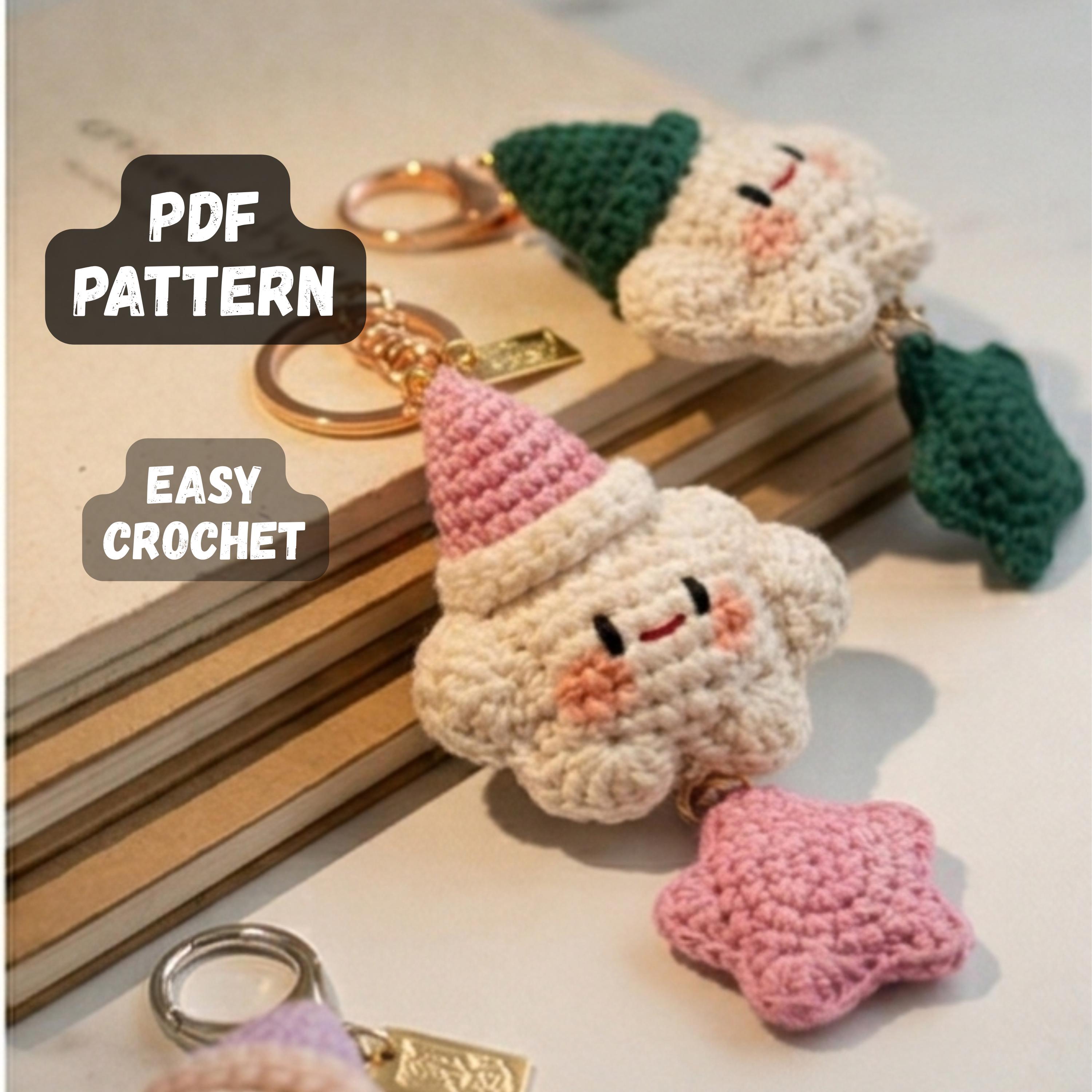 Crochet Cloud Keychain Pattern Kawaii Amigurumi Cloud With Star, Hat ...