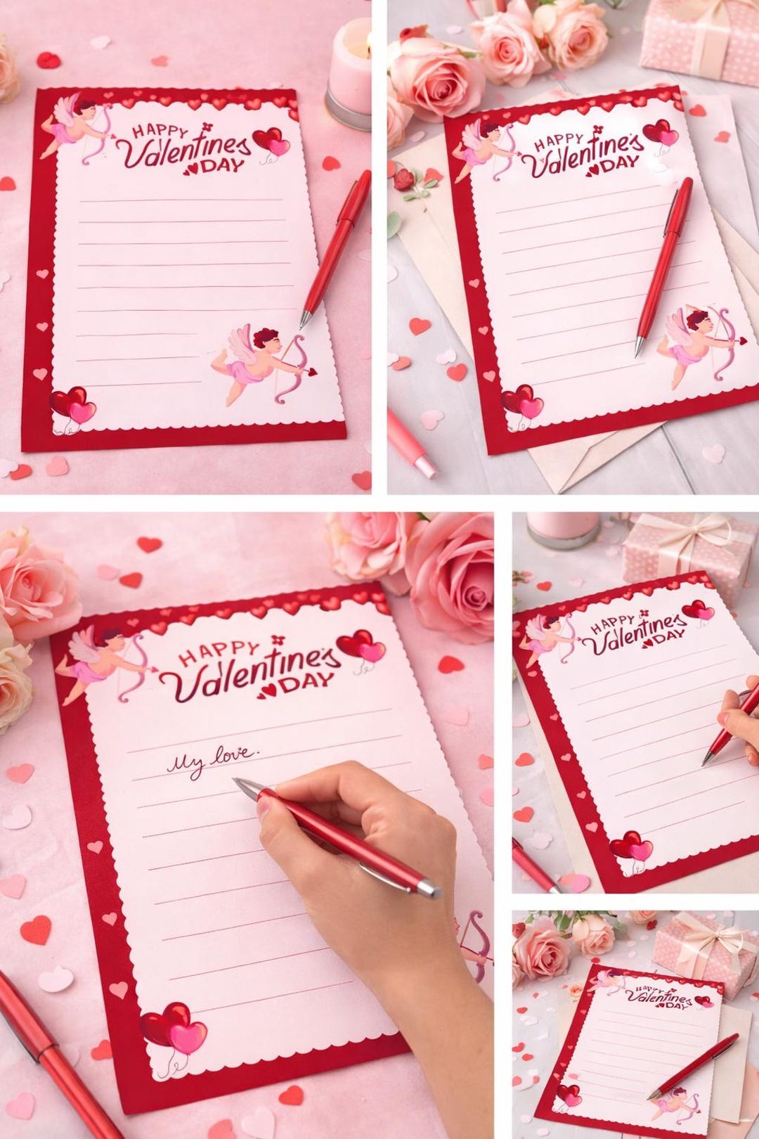 Cupid Valentine's Day Writing Paper, Love Letter Printable (digital ...