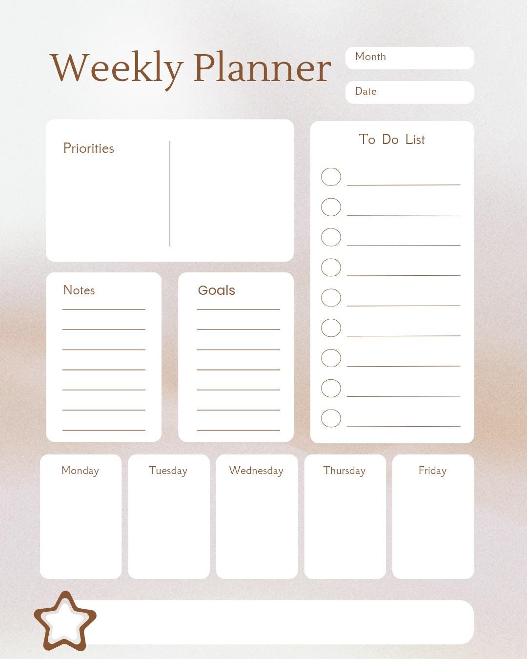 Weekly Planner Printable | Minimal Neutral Weekly Planner | to Do List ...