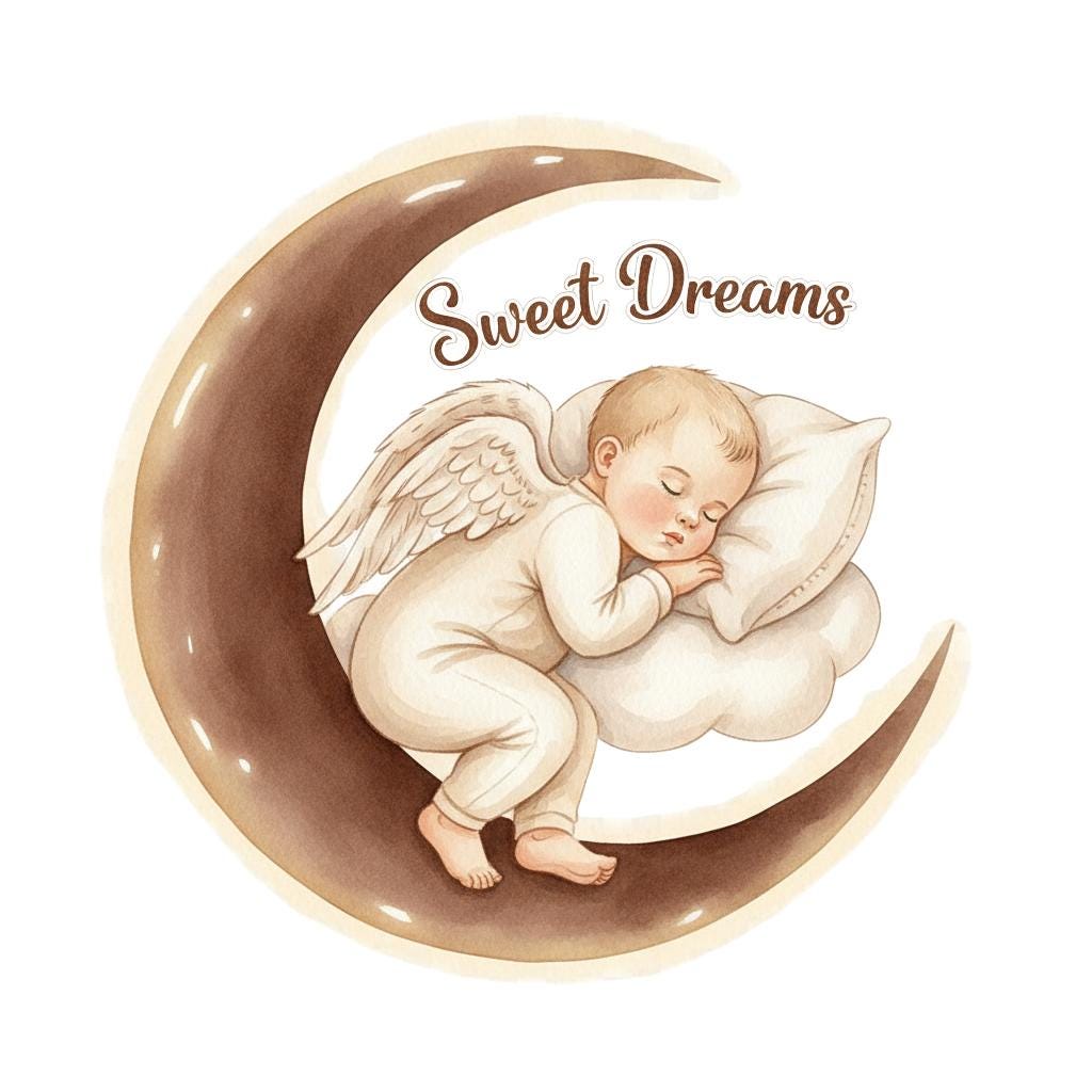 Baby Angel Moon Clipart PNG Bundle, Nursery Watercolor Baby Sayings - Etsy