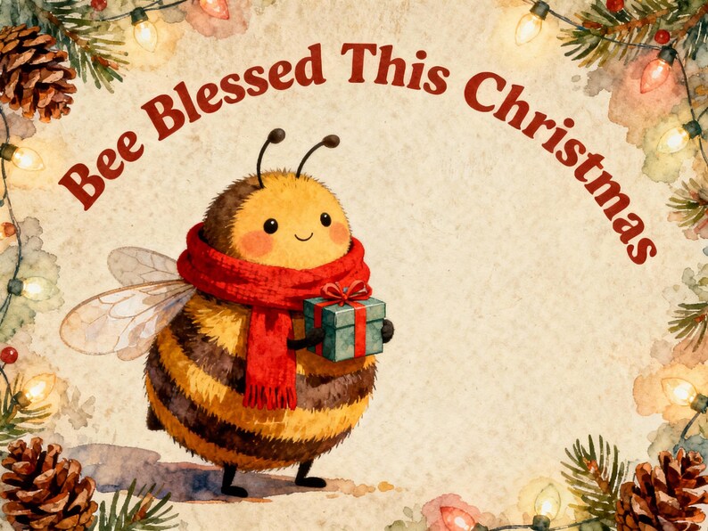 Bee Blessed This Christmas PNG - Etsy