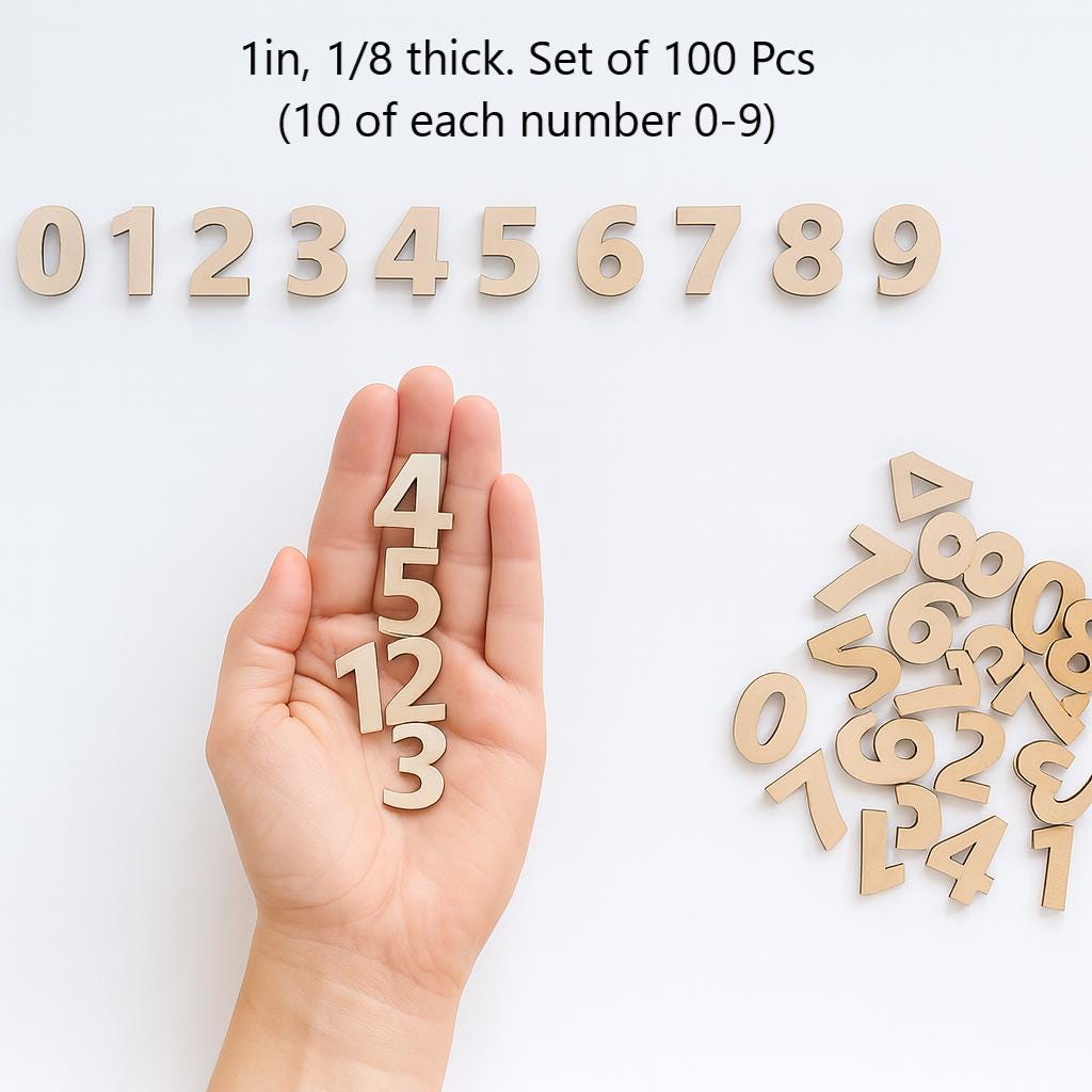 Wooden Numbers – 1in and 0.5in Tall, 1/8” Thick, Basswood and Walnut ...