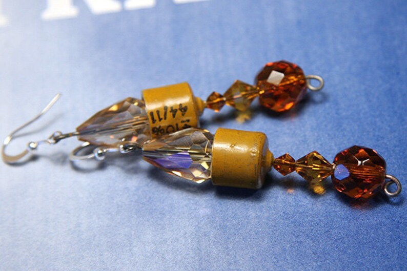 Steampunk Earrings Wearable Tech Computer Jewelry Yellow Electronic ...