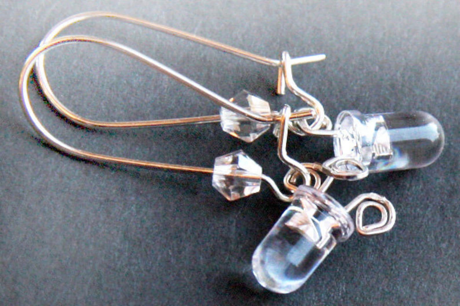 Wearable Tech Tiny Clear LED Earrings Computer Earring Sterling Silver ...