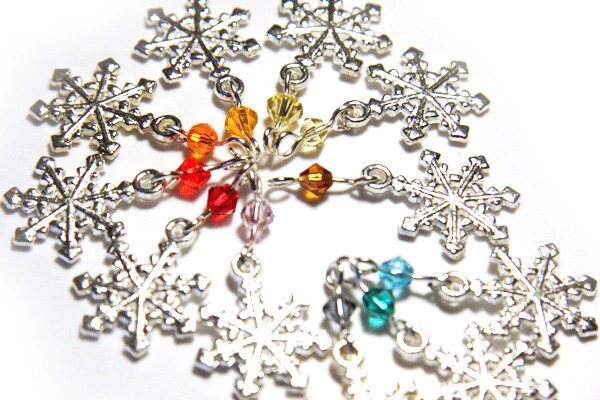 Rainbow Snowflake Earrings, Swarovski Crystals Many Colors to Choose ...