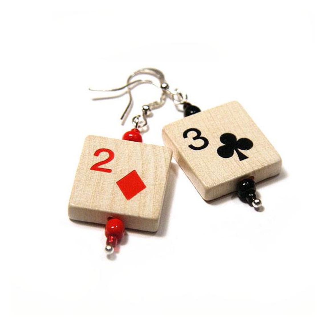 ON VACATION, Ginny-o Card Game Earrings, Lucky Number Sterling Silver ...