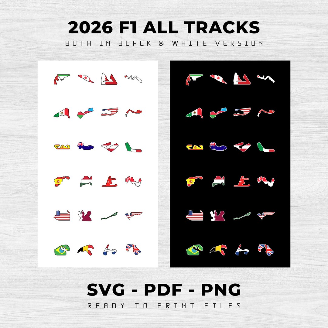 F1 Track 2026 SVG Bundle: Formula 1 Circuits, Svg, Pdf & Png Files ...