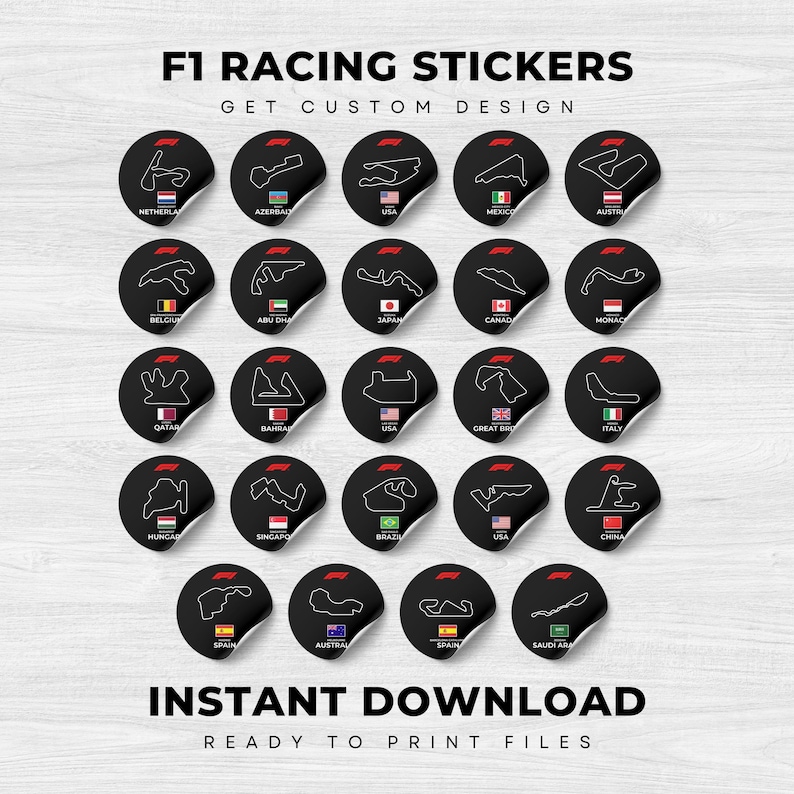 All 2026 F1 Racing Track Stickers : 2.75x2.75 Inches PDF, SVG & PNG ...