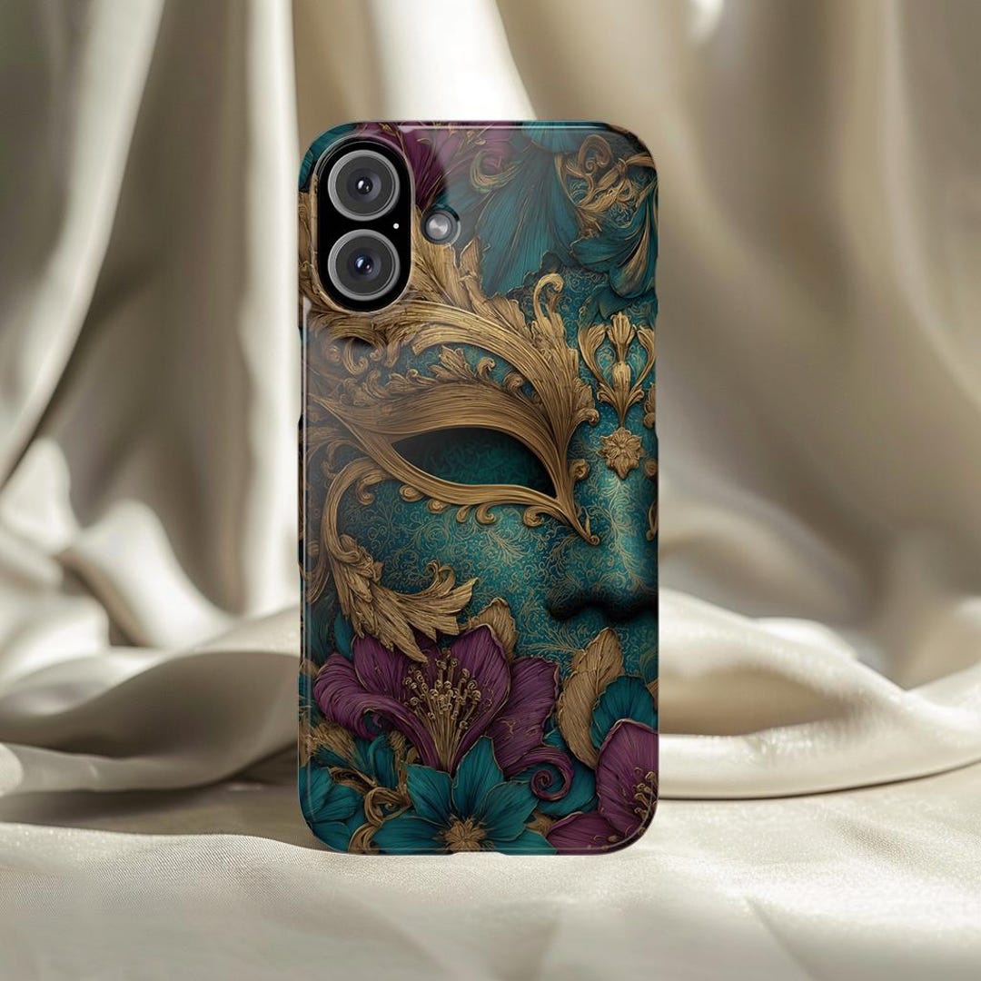 Ornate Mask Phone Case Baroque Floral Gold Filigree Botanical Pattern ...