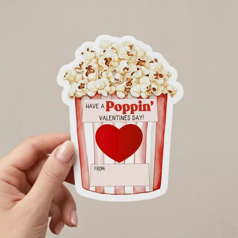 Valentine's Day Popcorn Labels Pink & Red (printable Digital Download ...