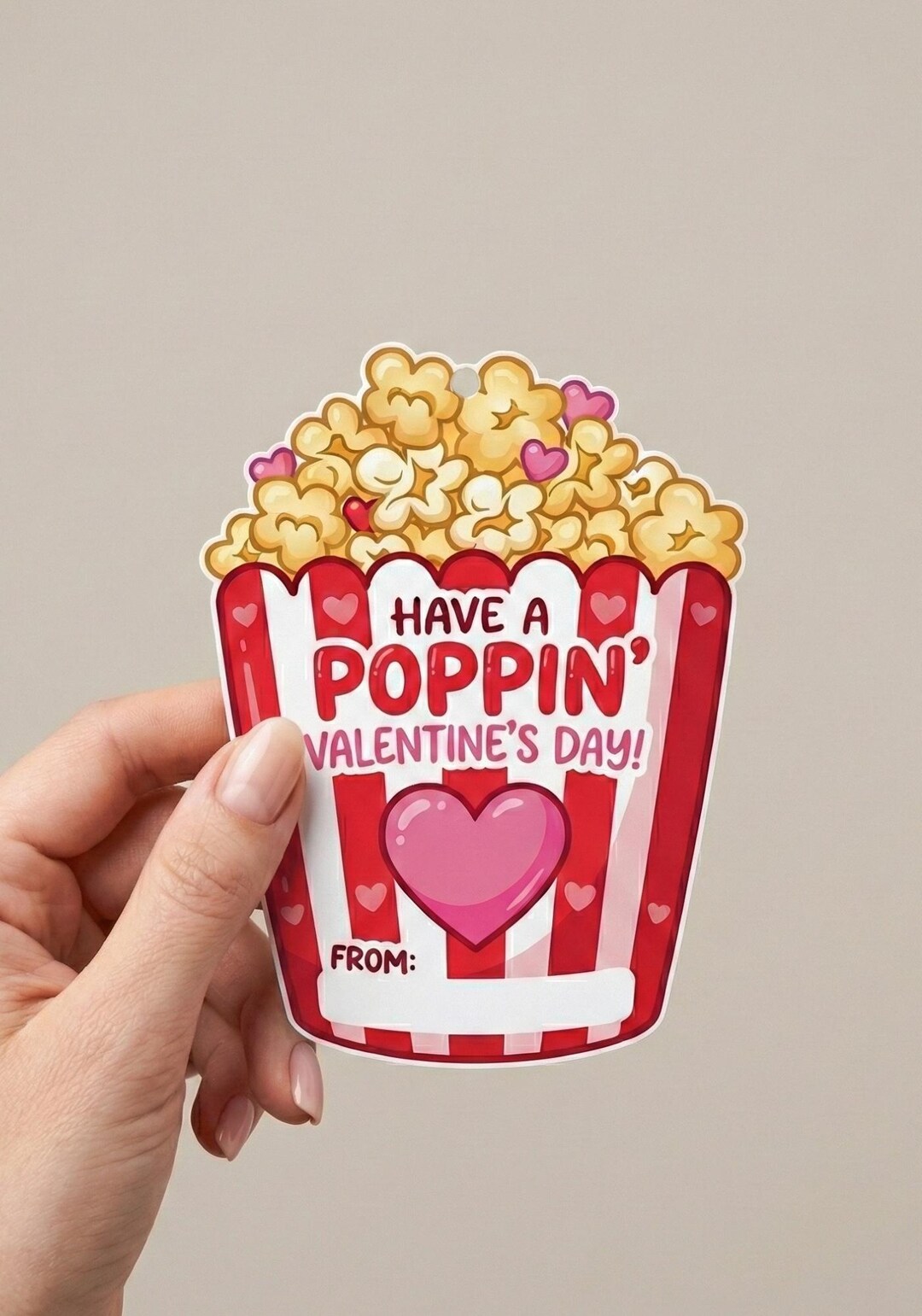 Popcorn Valentine's Day Cards, Printable Kids Classroom Tags (PDF ...