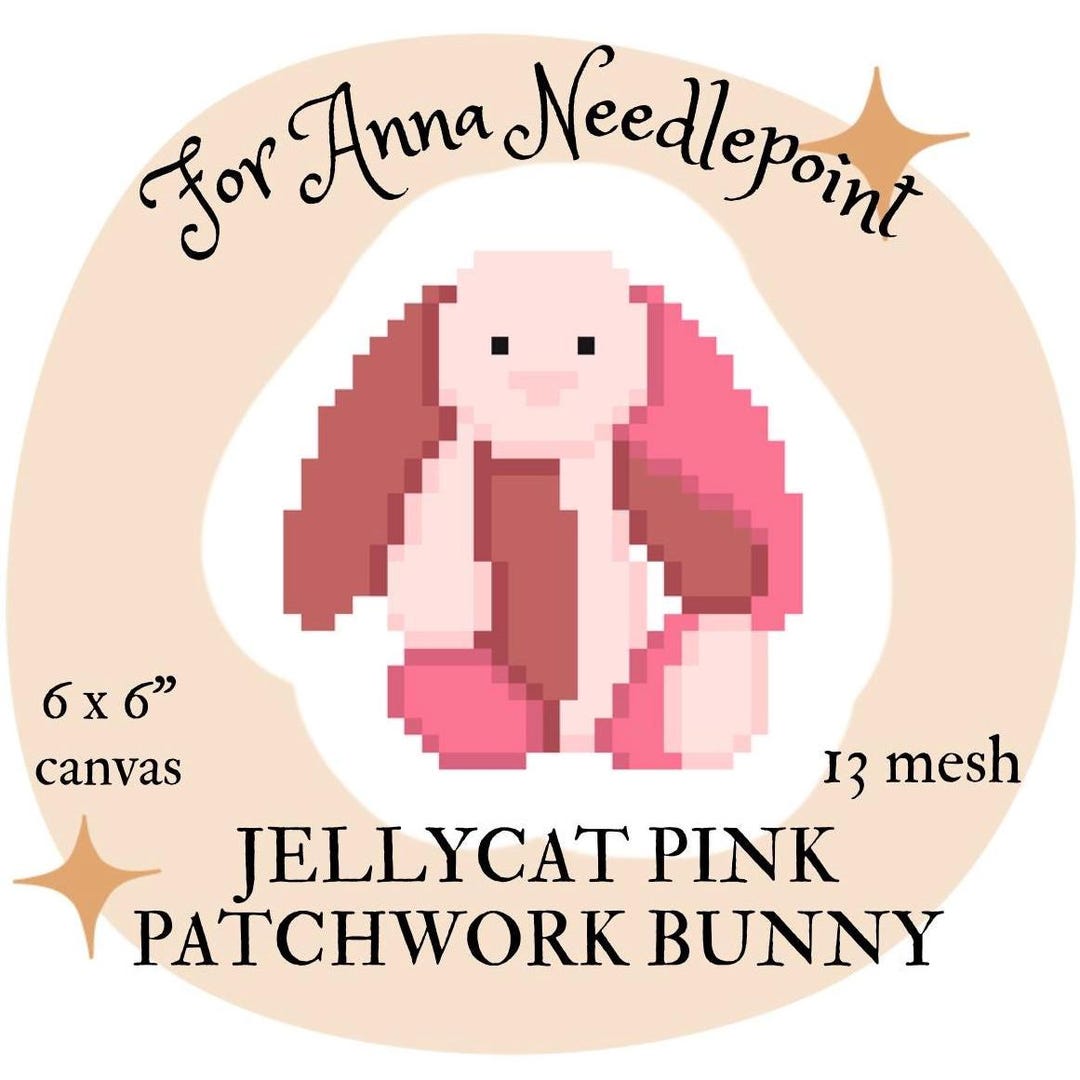 Jellycat Pink Patchwork Bunny Needlepoint Digital Chart 13 Mesh ...