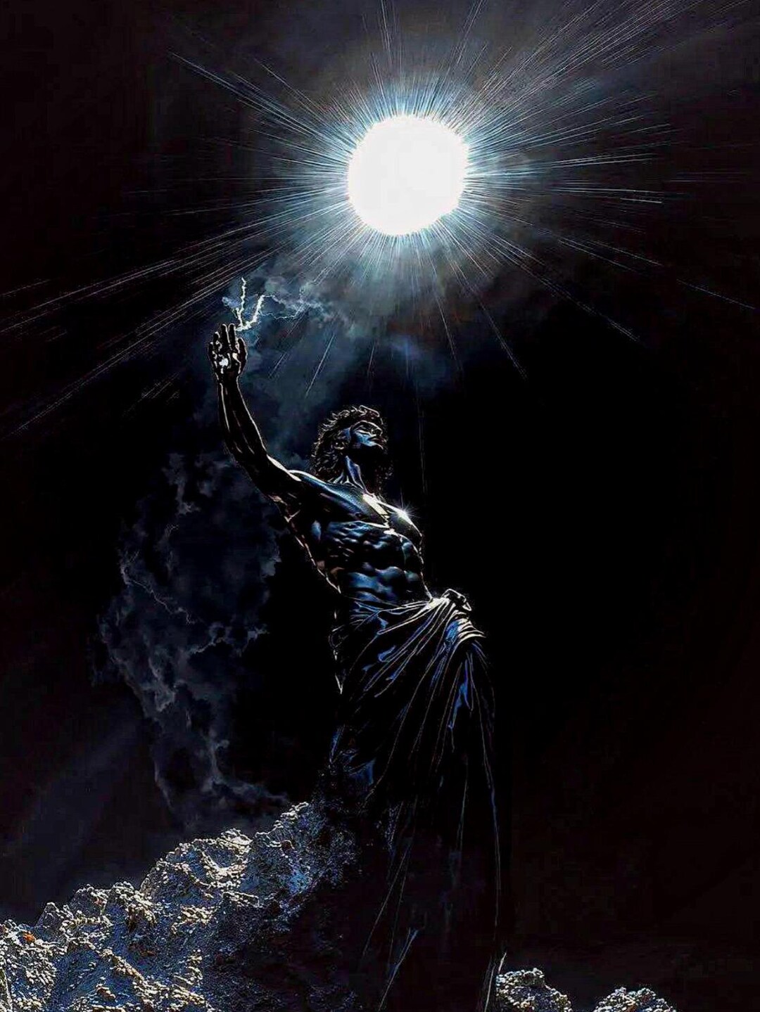 Dark Mythical God Rising – Epic Fantasy Wall Art | Lightning Divine ...