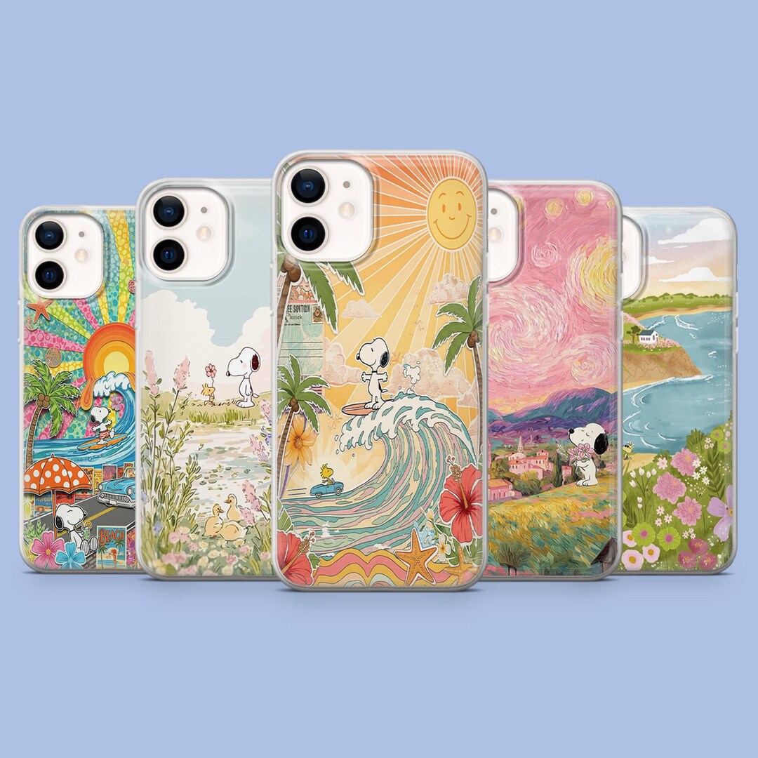 Snoopy Phone Case Peanuts Summer Whimsical Cover for iPhone 16 Pro, 15 ...