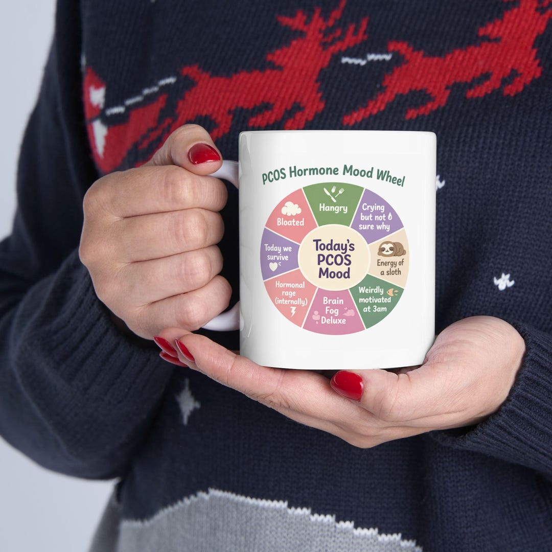 PCOS Hormone Mood Wheel Mug, Funny PCOS Humor Gift, Hormonal Mood Chart ...