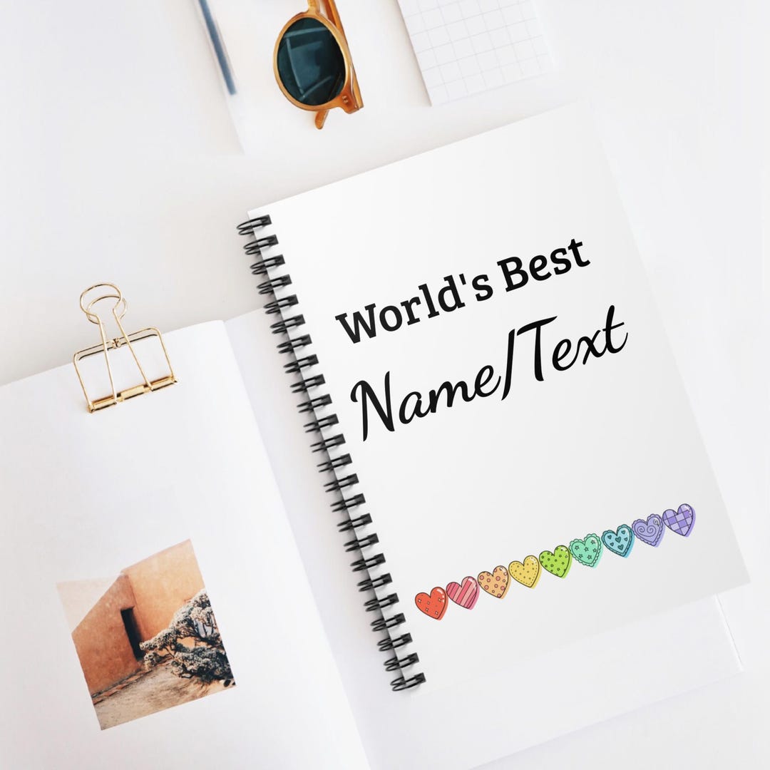 World's Best Custom Name Notebook | Spiral Notebook, Rainbow Heart ...