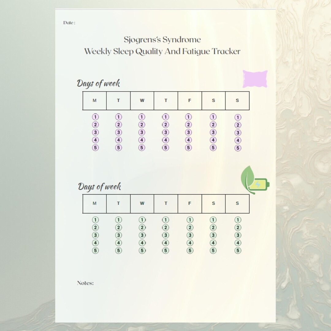Sjogren’s Syndrome Tracker | Weekly Sleep & Fatigue Log (digital ...