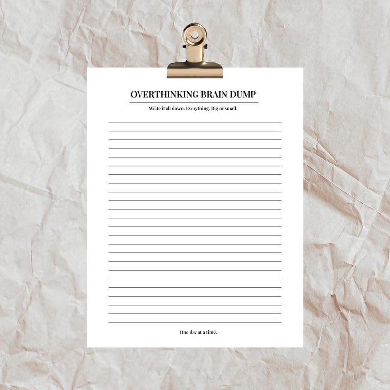 Overthinking Brain Dump Printable | Anxiety & Mental Clarity Worksheet ...