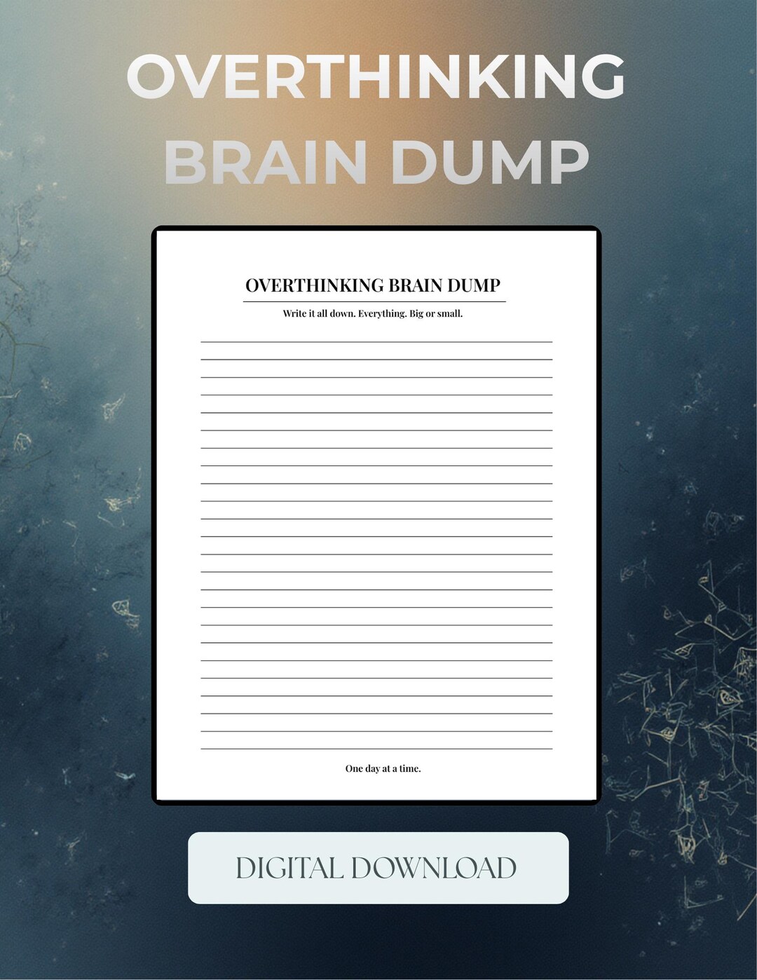 Overthinking Brain Dump Printable | Anxiety & Mental Clarity Worksheet ...